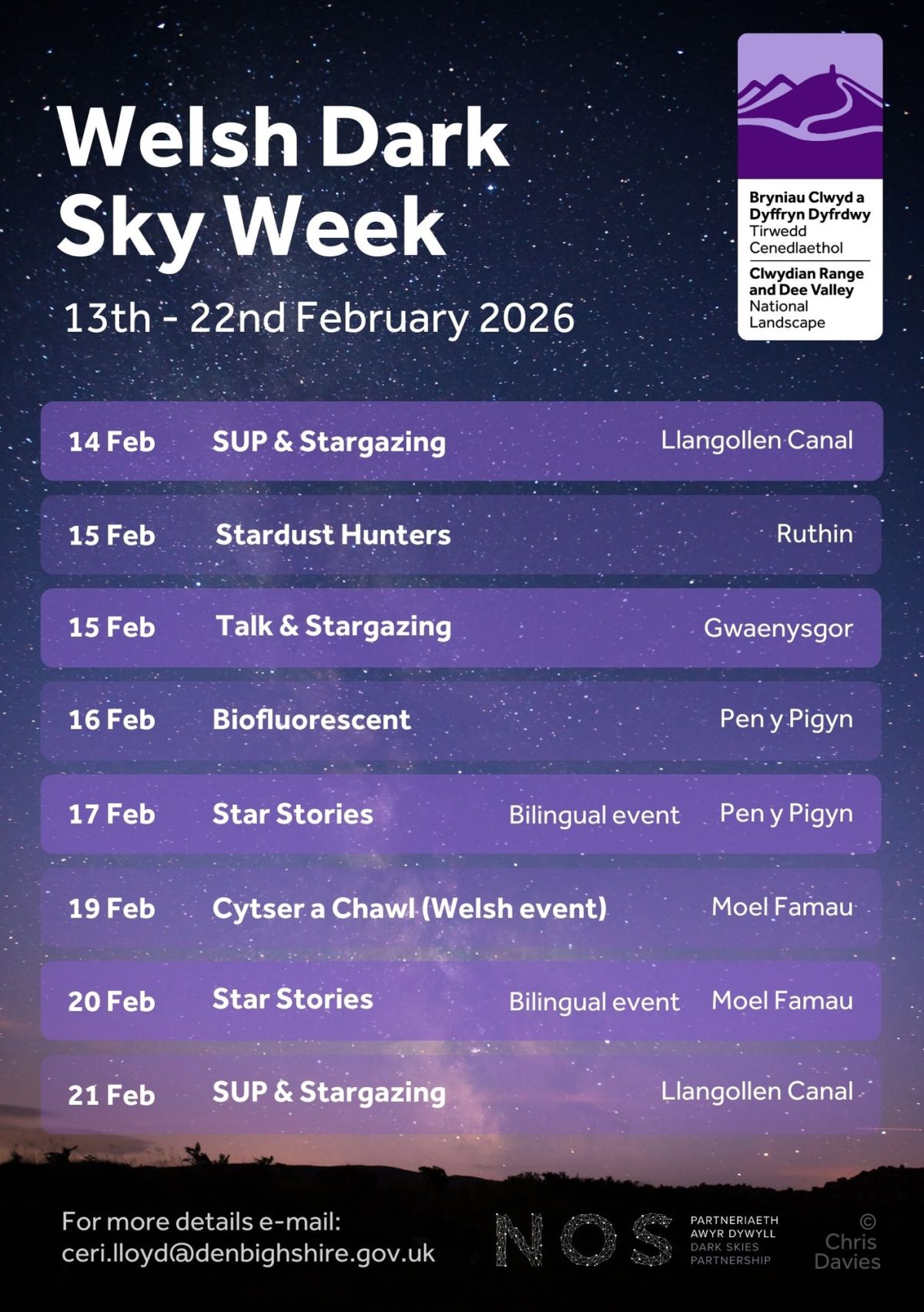Wales Dark Sky Week 2026 - Clwydian Range and Dee Valley National Landscape